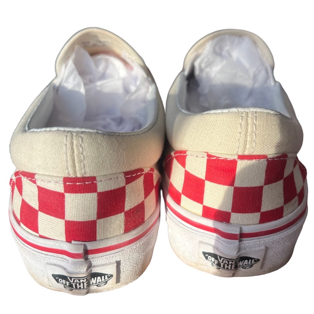 Vans Unisex Red White Checkerboard Classic Slip-On Sn… - Gem